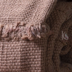 Cotton Throw, Loom Fabric Handmade Blanket, Hand Wovan Peach Color ...