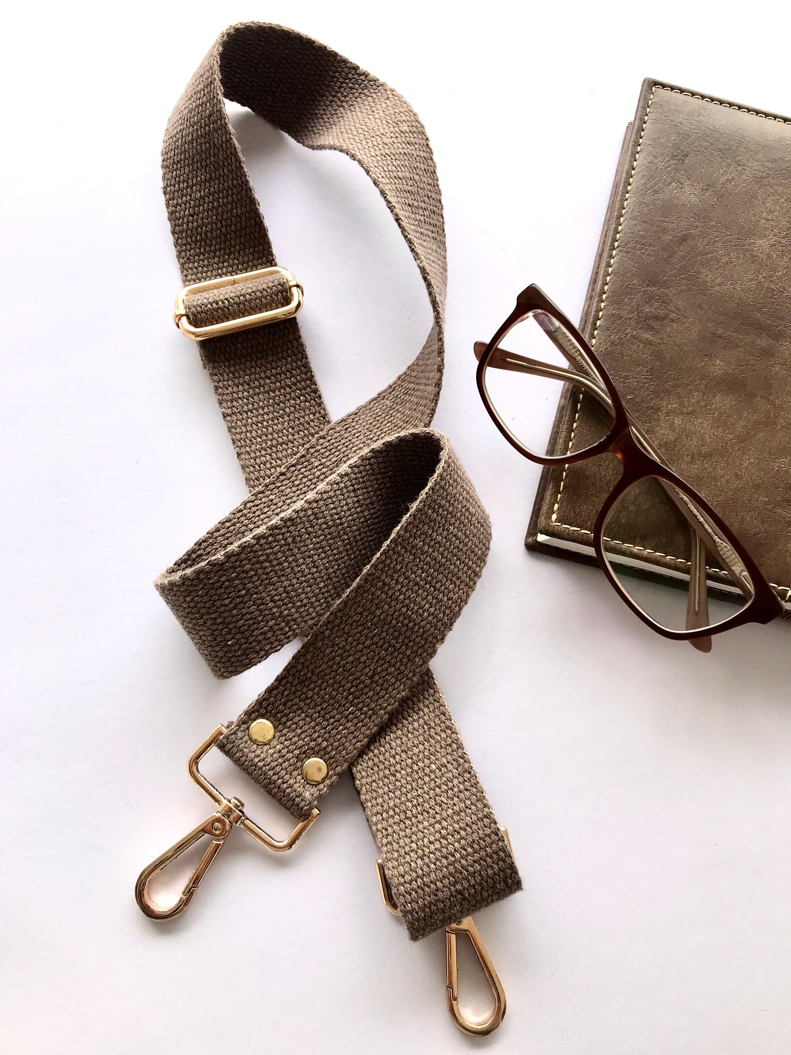 Taupe Cotton Canvas Bag Strap: Adjustable Crossbody Replacement (4 Cm ...