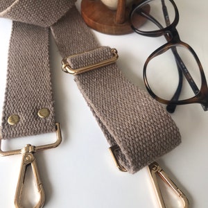 Taupe Cotton Canvas Bag Strap: Adjustable Crossbody Replacement (4 Cm ...