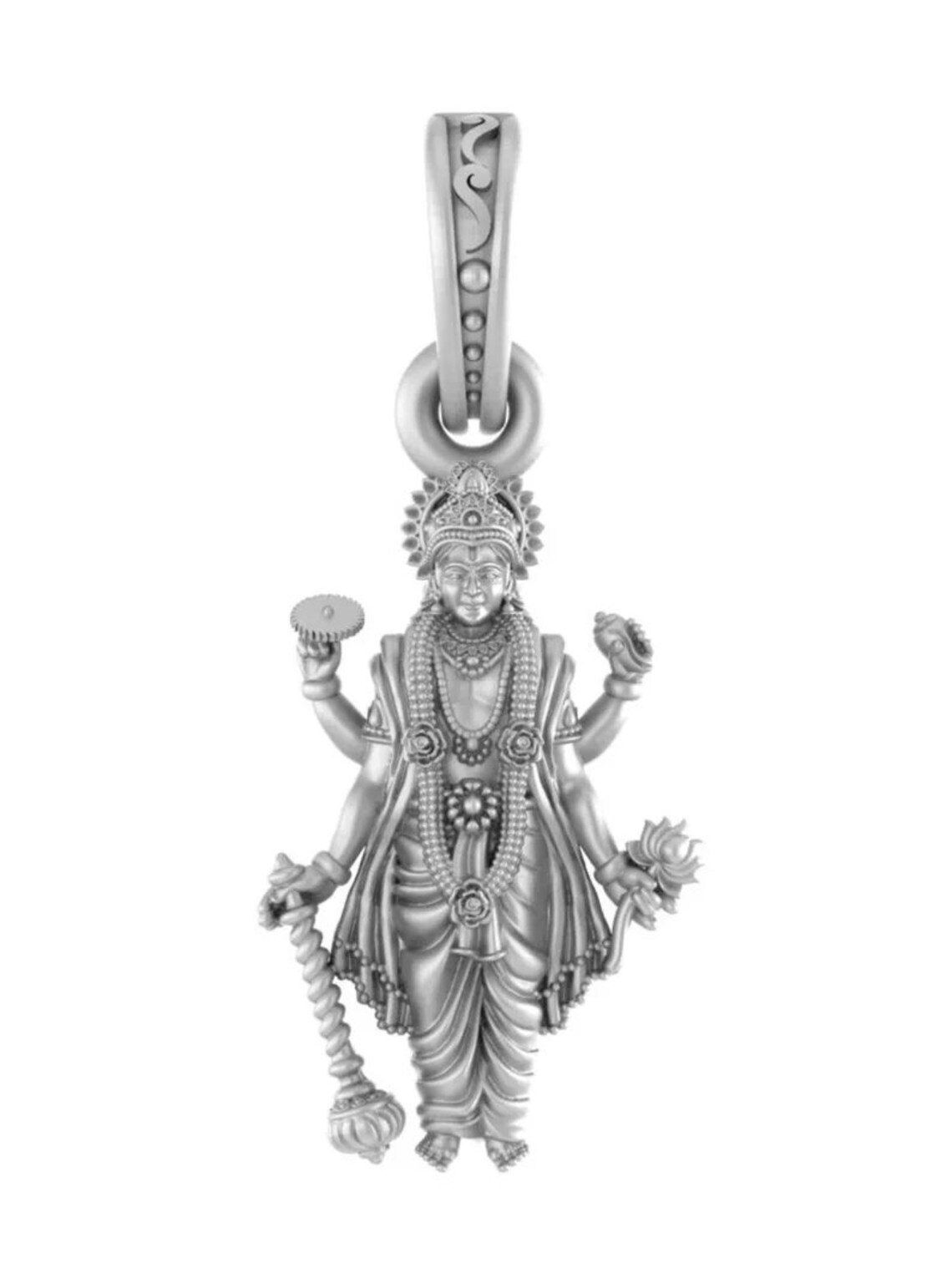 Vishnu Standing Blessing With Chakra Sterling Silver Pendant - Etsy