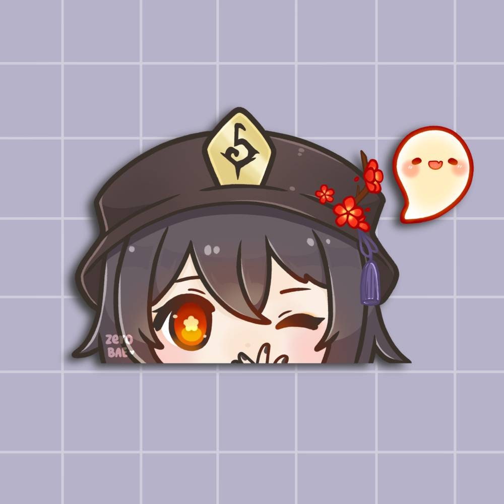 Cute Hu Tao Anime Girl Genshin Impact Peeker Car Decal | Etsy