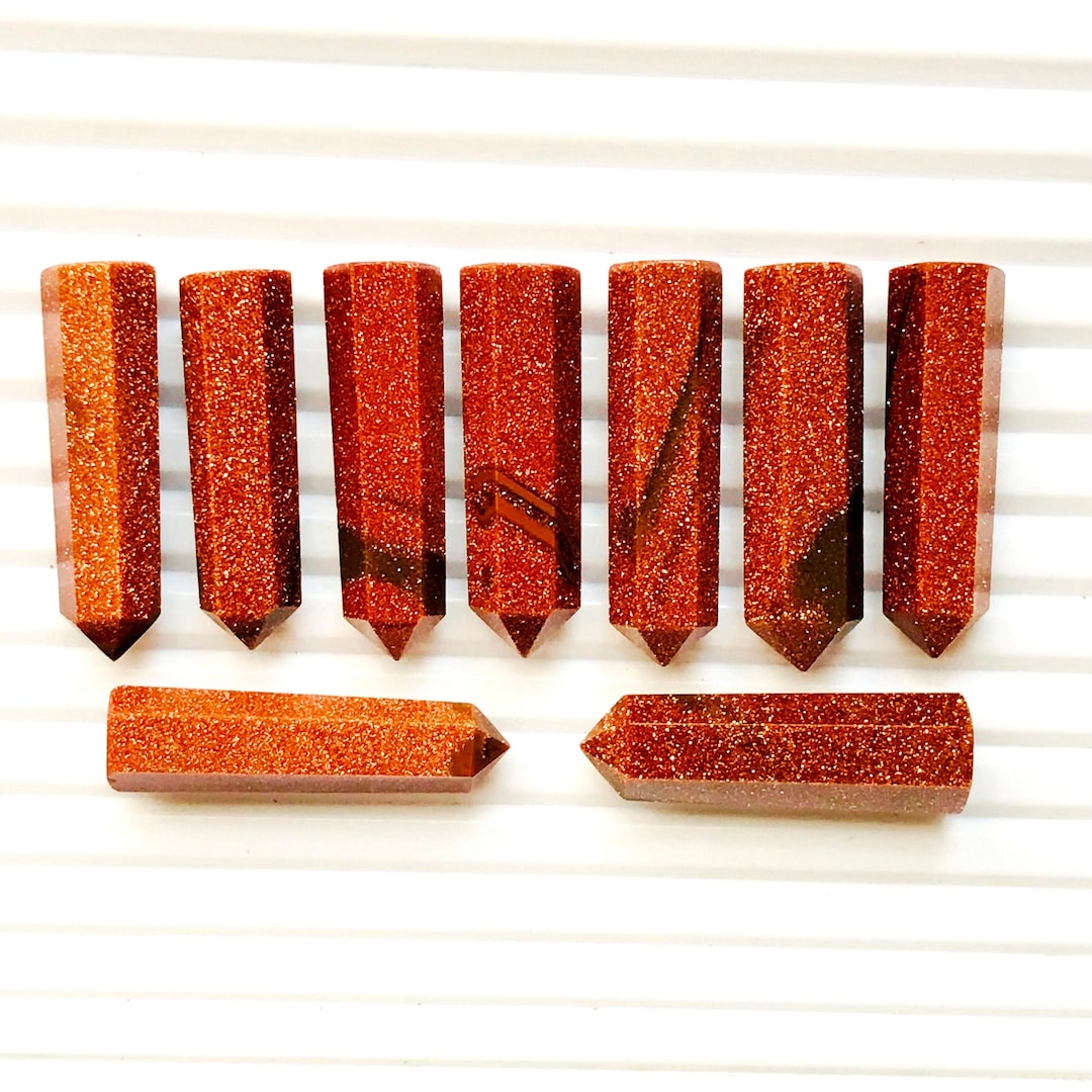 1,2,5,10,15,25,50,100 Pcs Natural Red Goldstone Point Obelisk Healing ...