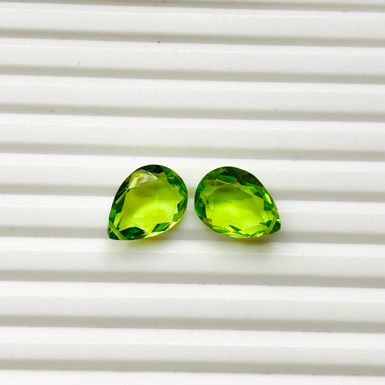 1 Matched Pair Peridot Quartz Loose Pair Gemstone Pear Shape Peridot ...