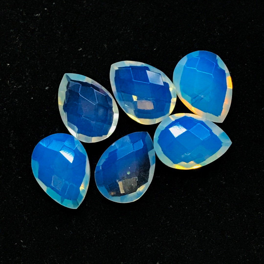 10 Pieces Faceted Milky Opal Hydro Quartz Pear Gemstones (8x10mm ...