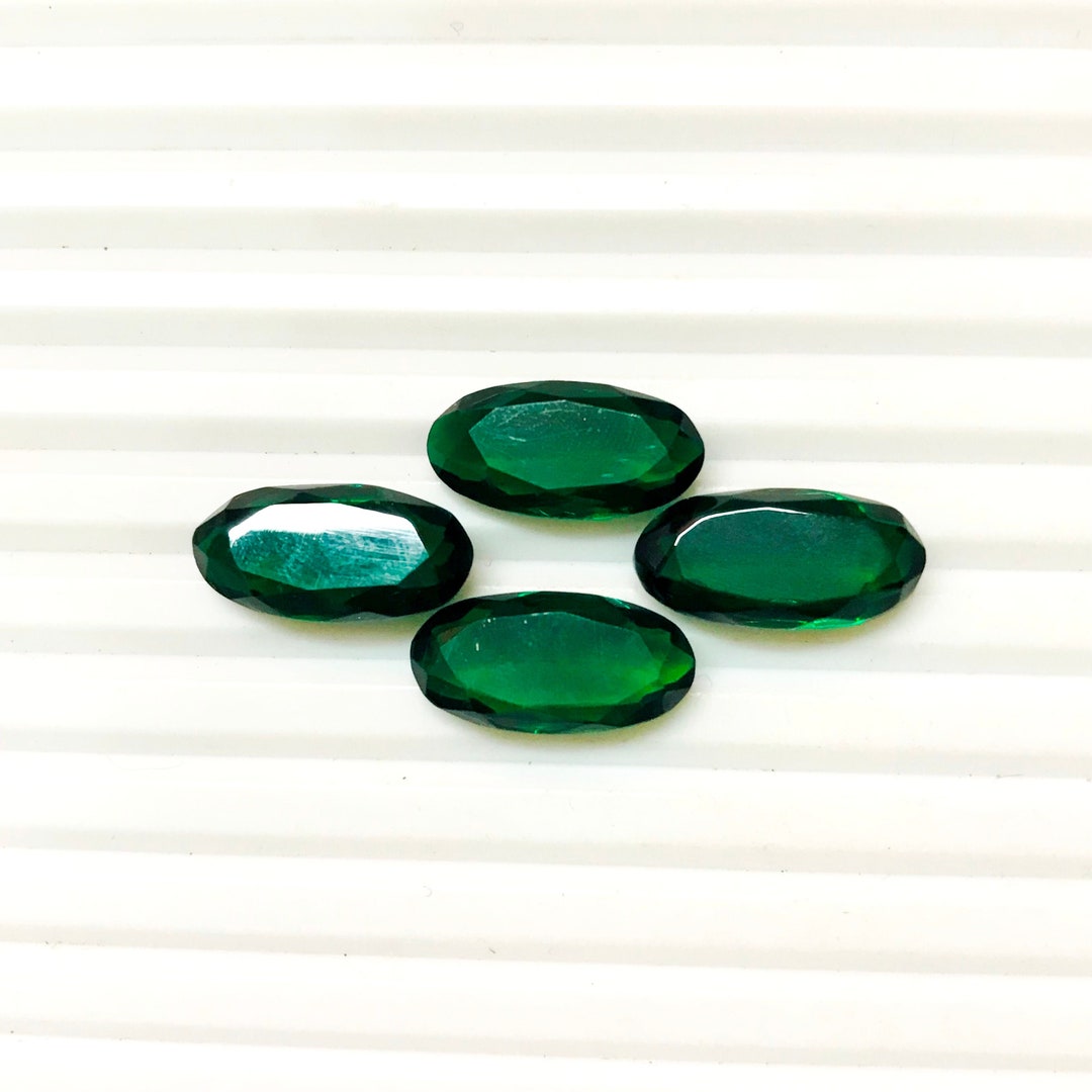 Emerald Hydro Quartz Loose Gemstones: Faceted Oval, 32 Carat (4 Pieces ...