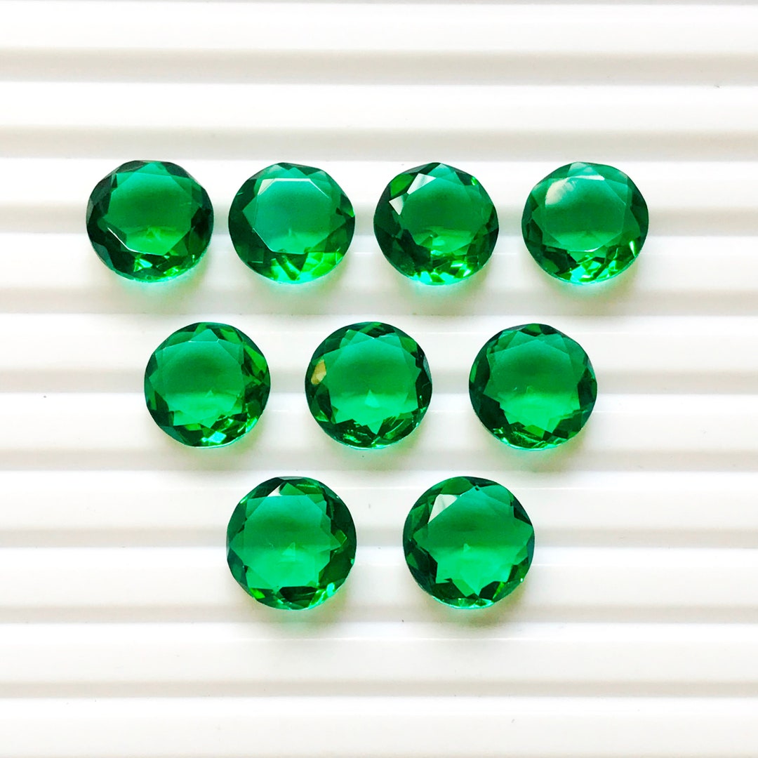 Emerald Hydro Quartz Gemstones - 9 Round Faceted Stones (5x12x12mm) - Etsy