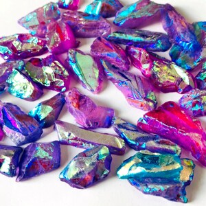 10 Pieces Natural Pink Colour Titanium Coated Crystal Quartz Loose ...