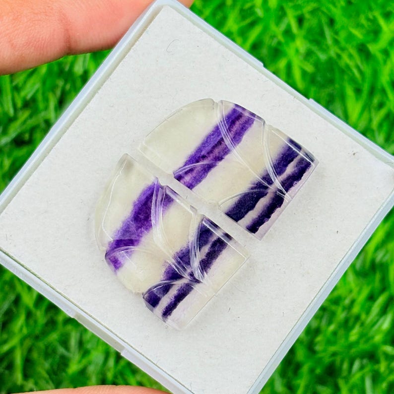 35 Carat Natural Fluorite Carved Pair Gemstone: Multi-shape Fluorite ...