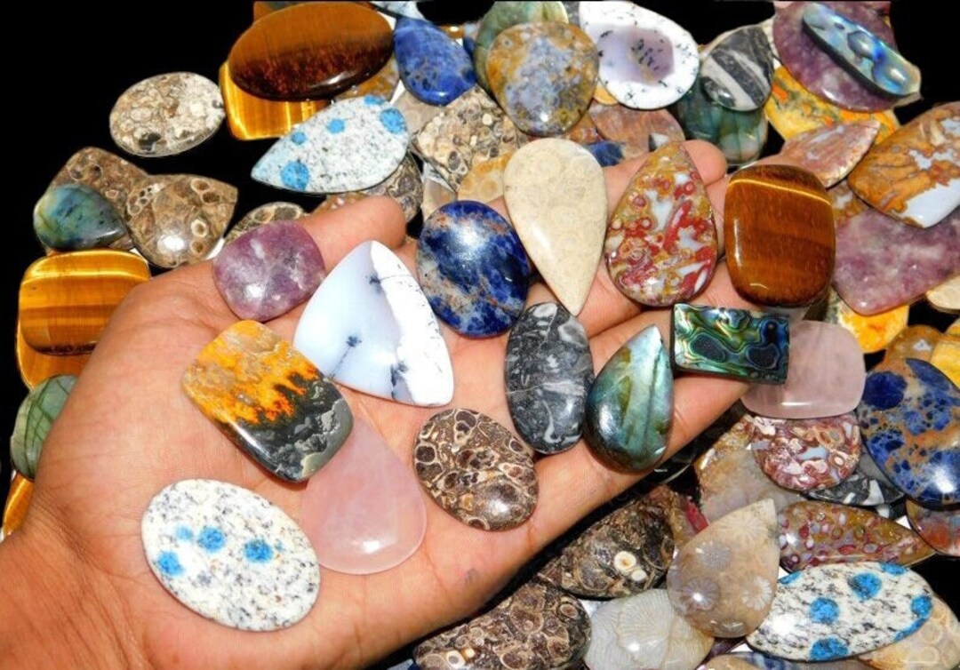 120 Mix Gemstone Natural Mix Cabochon Loose Gemstone ! Multi Polished ...