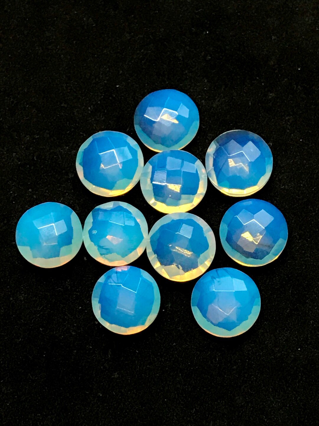 20 Milky Opal Hydro Quartz Gemstones: Round Faceted Loose Stones (8mm ...