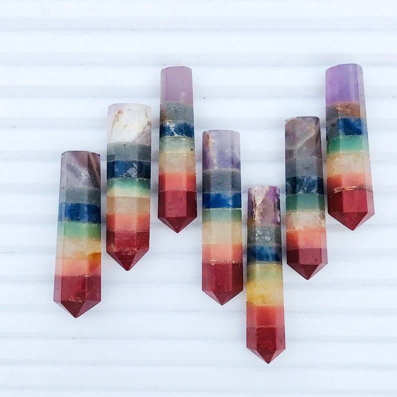 Seven Chakra Point Obelisk: Thickness 5mm-8mm Healing Crystal Gemstone ...