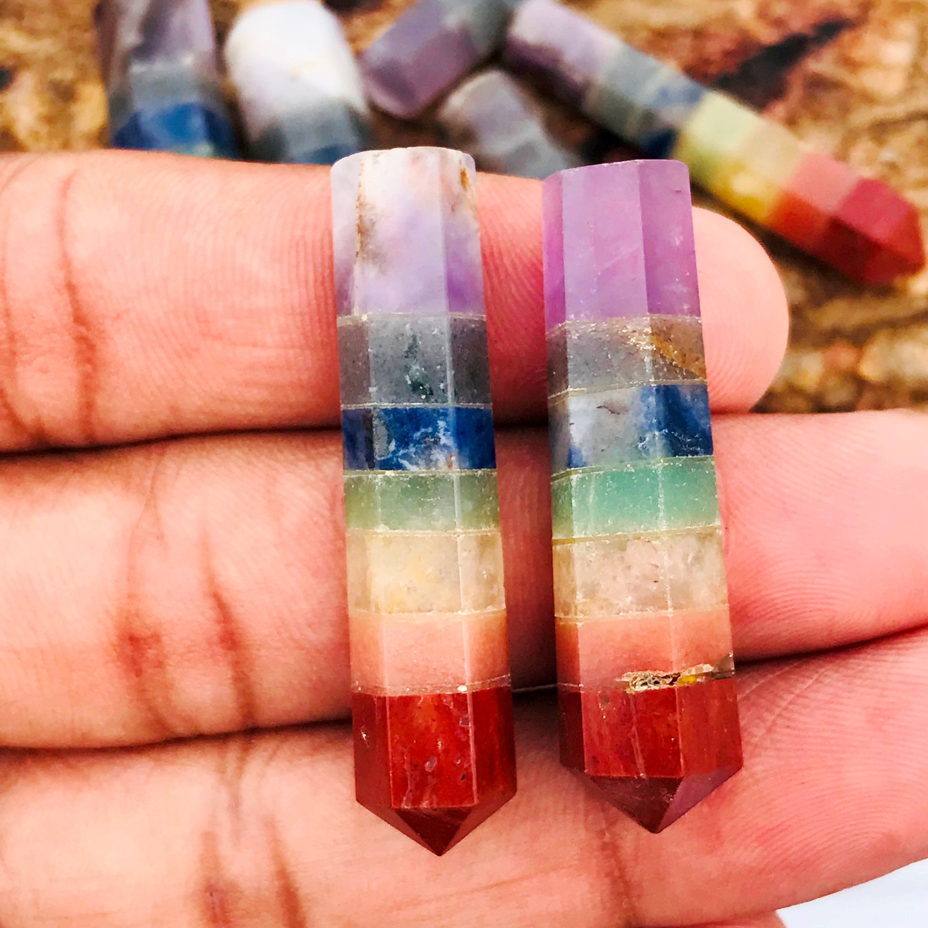 Seven Chakra Point Obelisk: Thickness 5mm-8mm Healing Crystal Gemstone ...