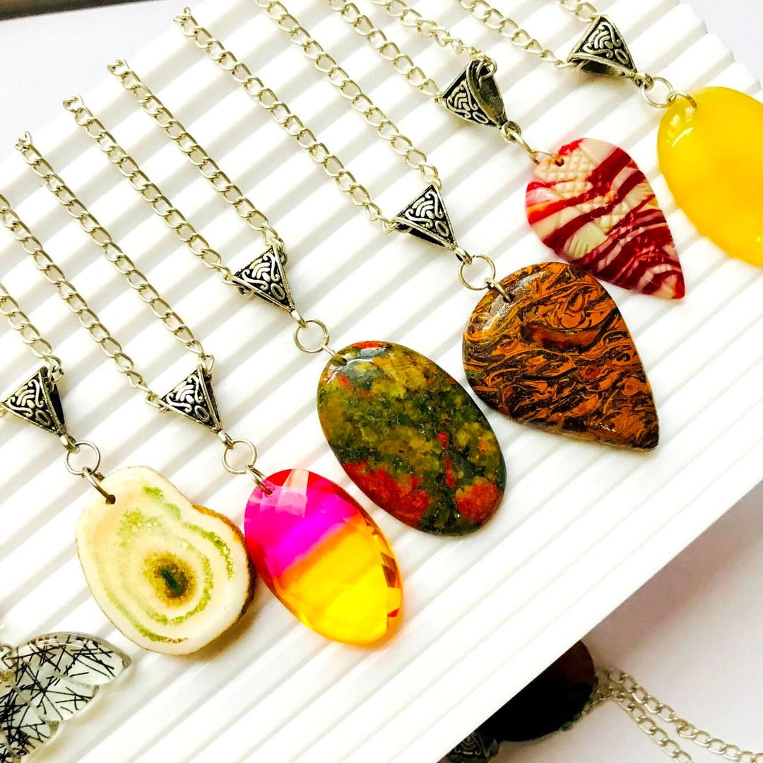 5 Pendant With Chain Natural Mix Gemstone Pendant Chain - Mix Gemstone ...