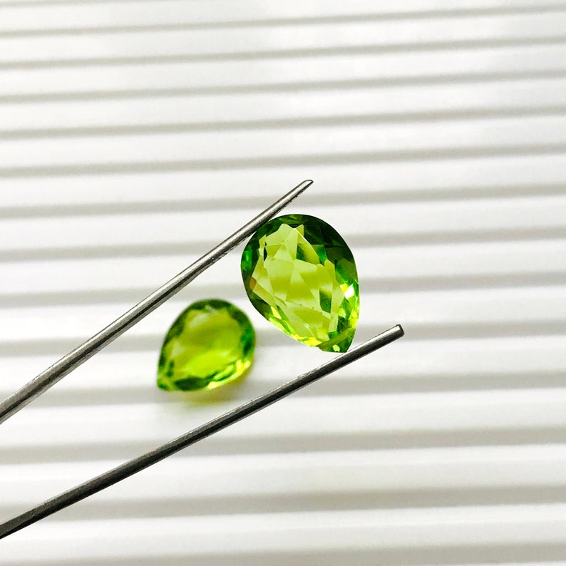 1 Matched Pair Peridot Quartz Loose Pair Gemstone Pear Shape Peridot ...