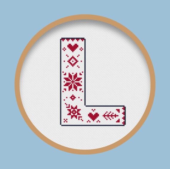 Scandinavian Style Cross Stitch Alphabet Letter L Pattern - Etsy