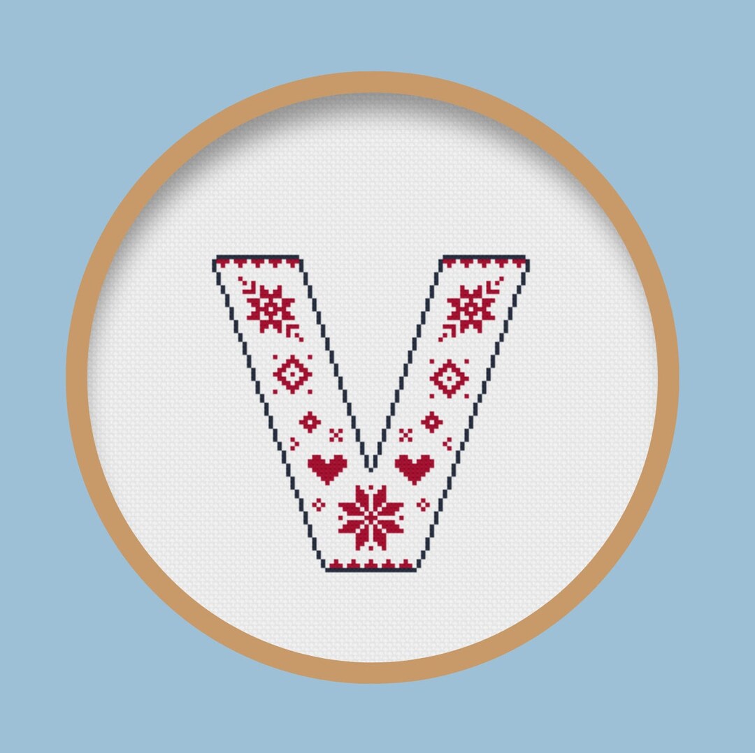 Scandinavian Style Cross Stitch Alphabet Letter V Pattern - Pdf ...