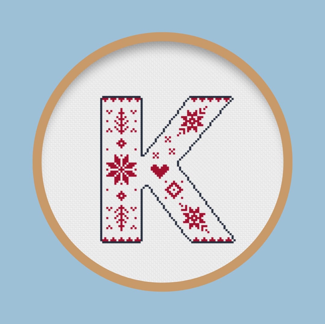 Scandinavian Style Cross Stitch Alphabet Letter K Pattern - Pdf ...