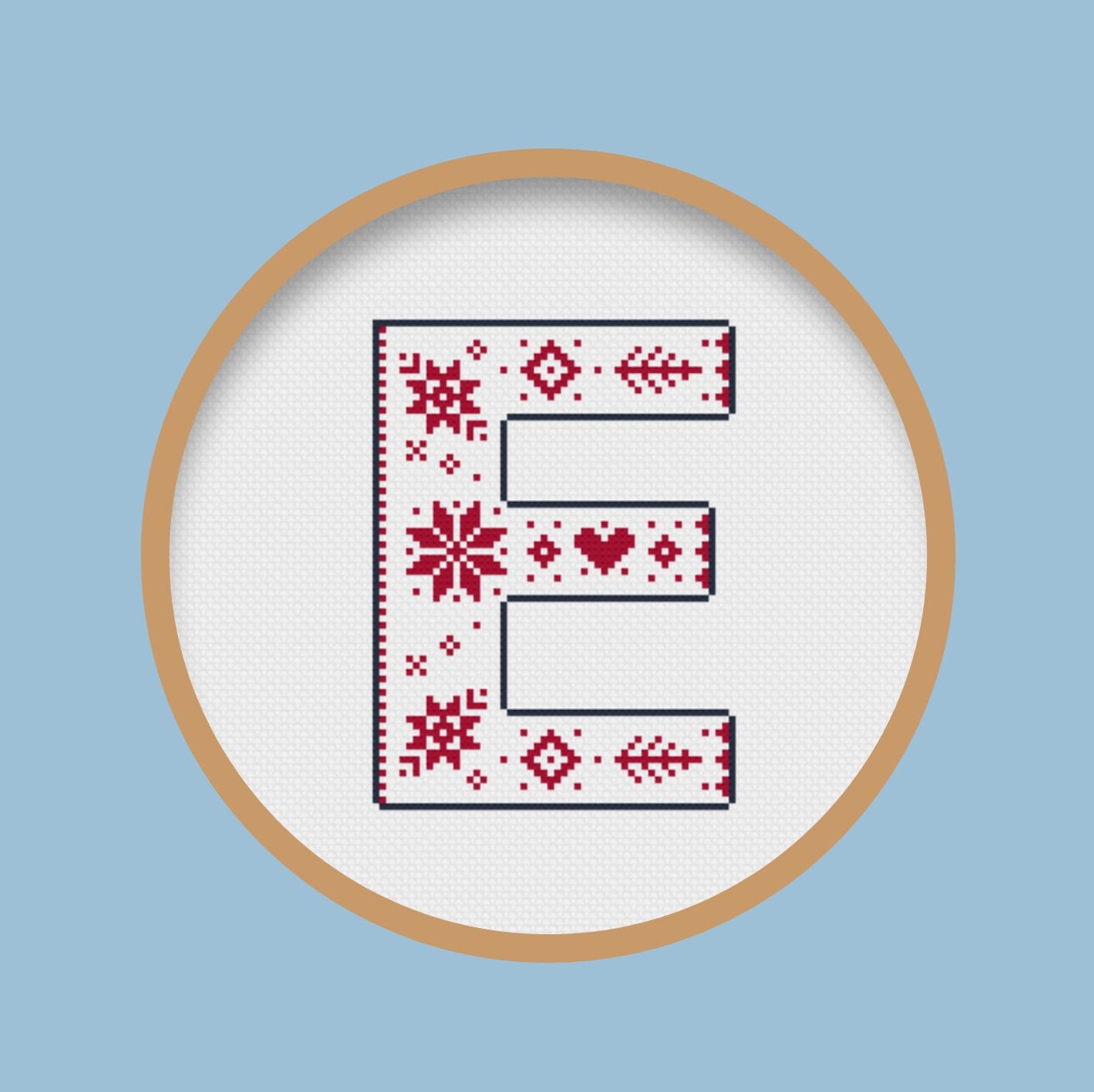 Scandinavian Style Cross Stitch Alphabet Letter E Pattern Pdf Download ...