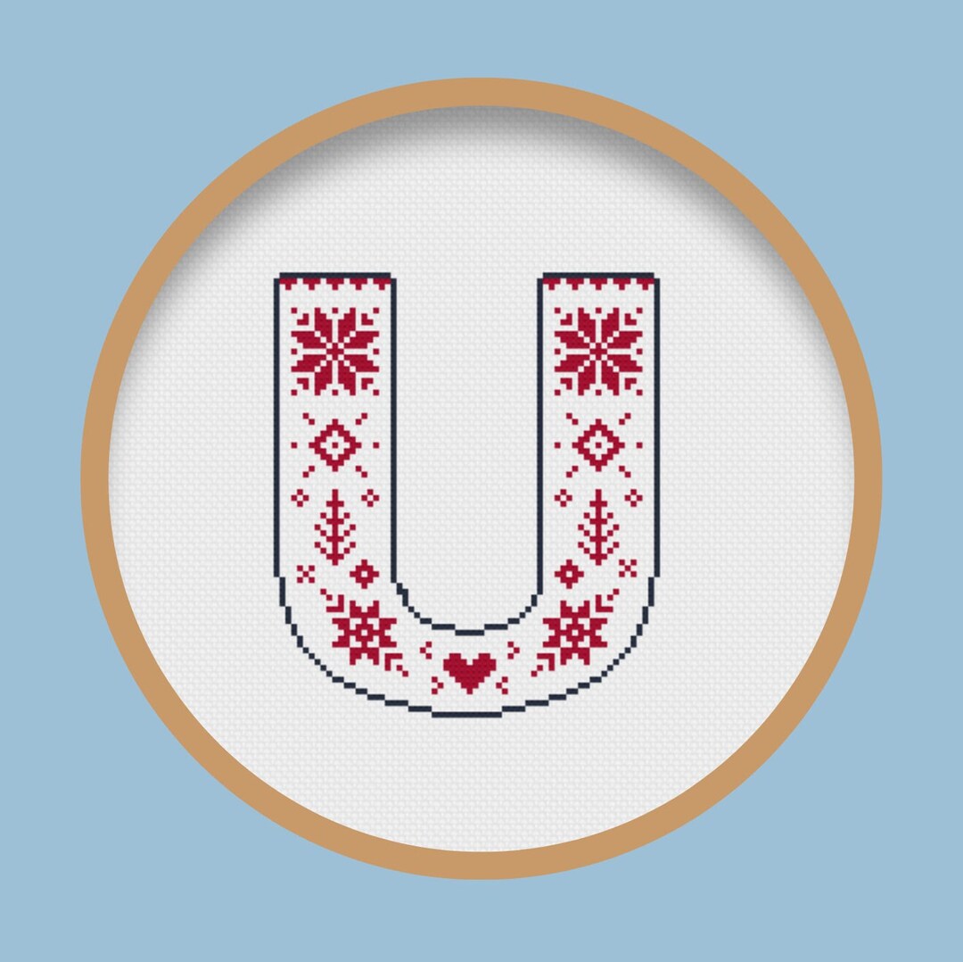 Scandinavian Style Cross Stitch Alphabet Letter U Pattern Pdf Download ...