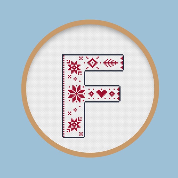 Scandinavian Style Cross Stitch Alphabet Letter F Pattern - Etsy