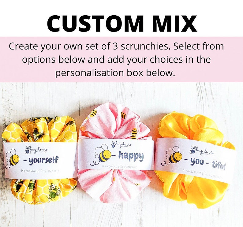 Yellow Bee Print Scrunchies Set Scrunchie Gift Box Satin - Etsy UK