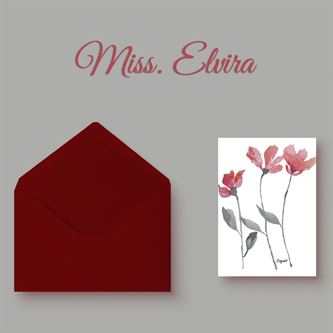 Miss. Elvira Watercolor Flower Mini Gift Card - Etsy