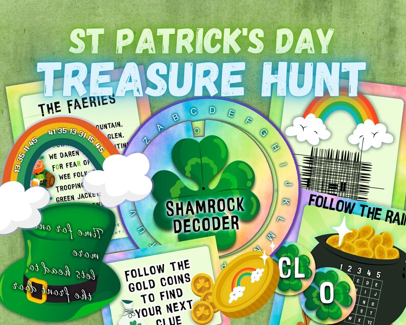 Leprechaun Treasure Hunt. St Patricks Day Scavenger Hunt Clues - Etsy UK
