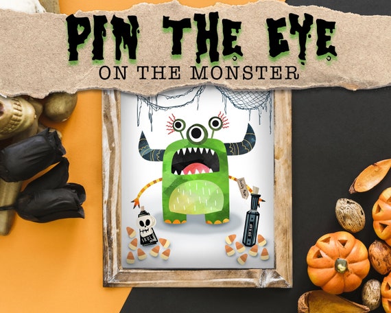 Halloween Game. Pin the eye on the monster Halloween party activity ...