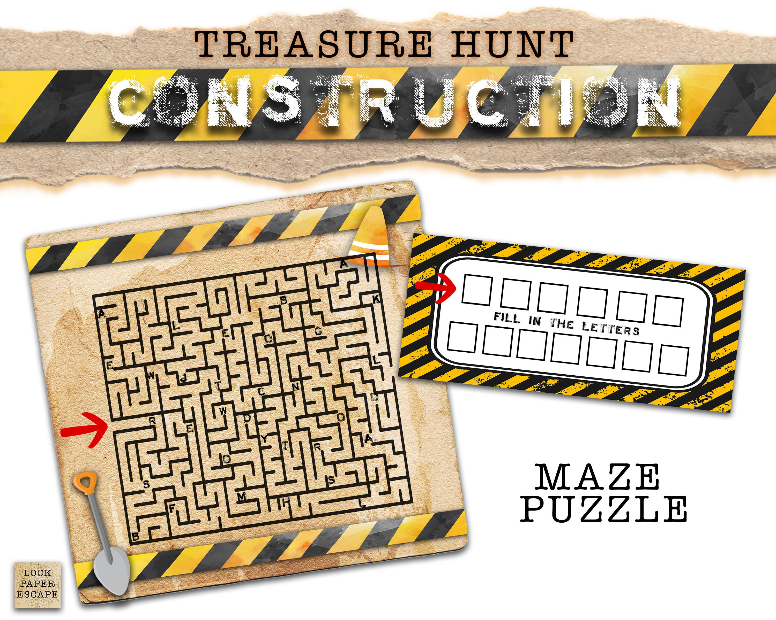Treasure hunt construction party game. Solve puzzles and | Etsy