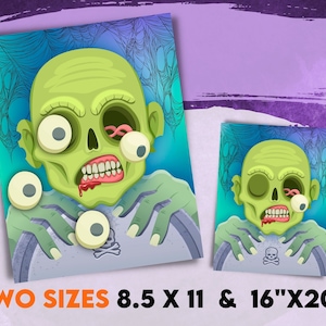 Zombie Party Game. Halloween Kids Party Game. Pin the Eye on the Zombie ...