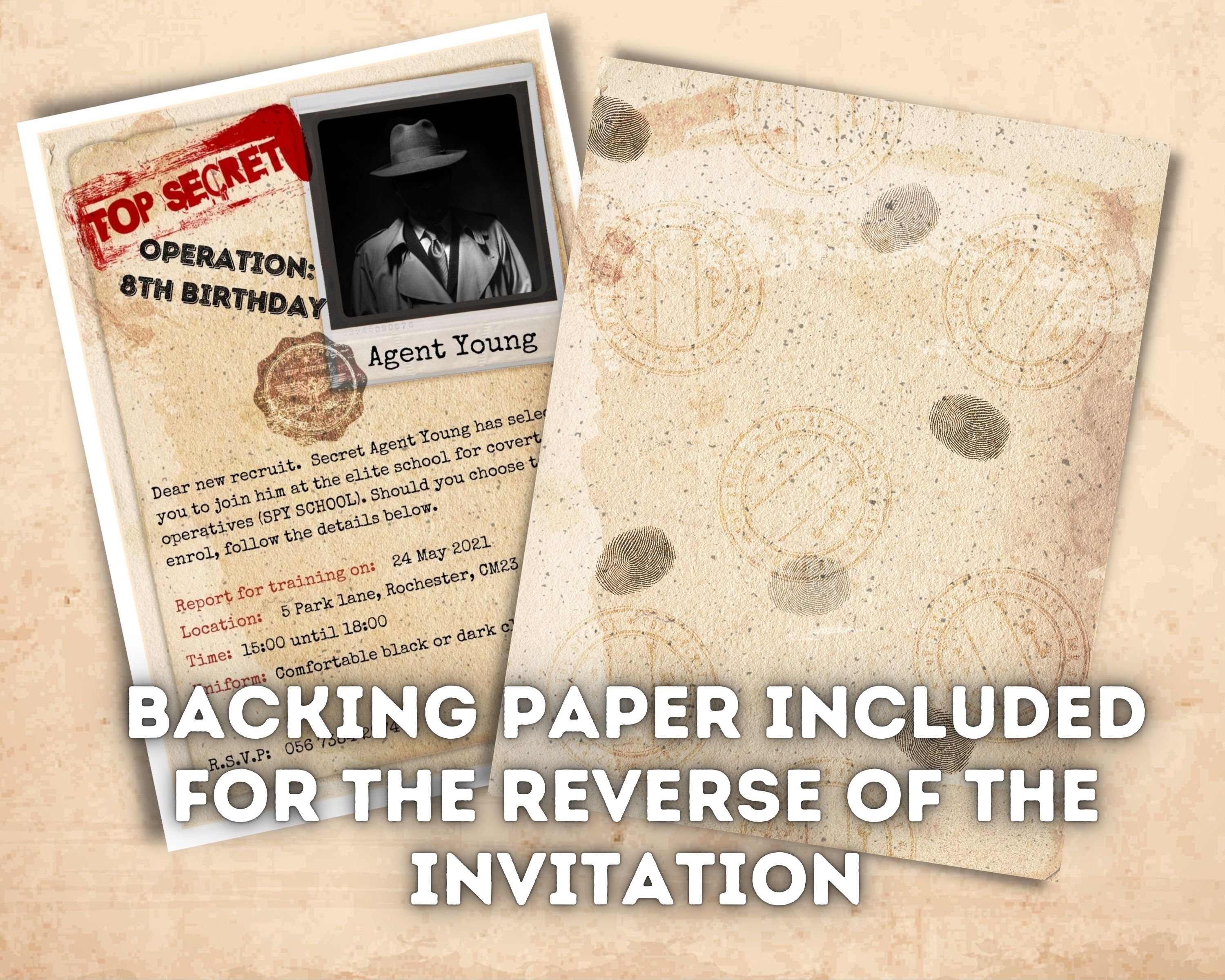 Spy Party Invitation. Secret Agent Party Invite. Personalised - Etsy