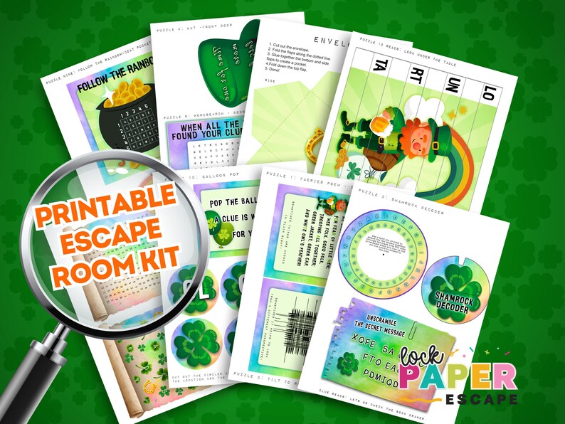 St Patrick's Day Kids Escape Room. Printable Party Game, Cipher Puzzles ...