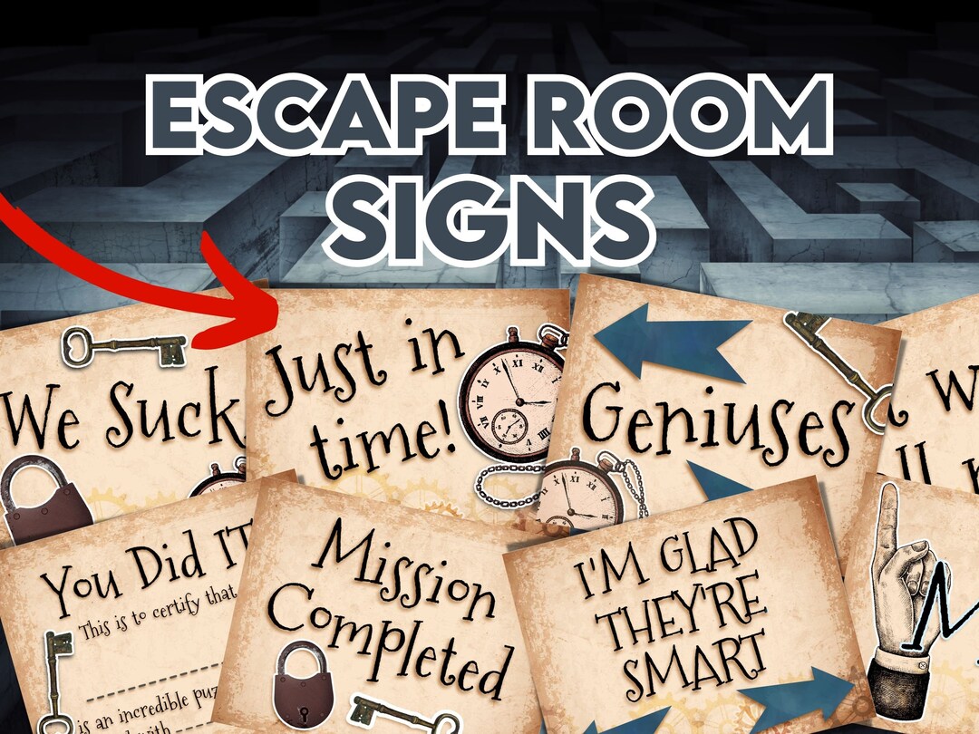Escape Room Photo Prop Printable. Escape Room Signs Fun Photo Booth ...