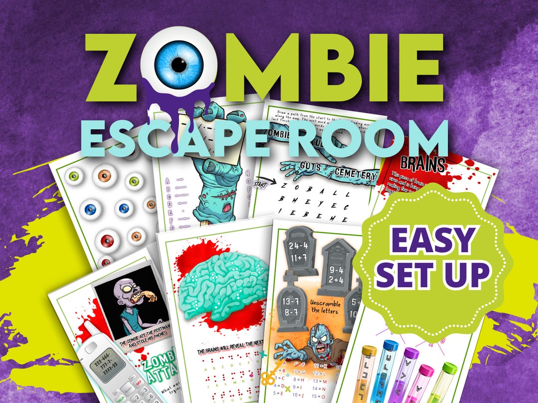 Zombie Escape Room Kids Gane. Printable Puzzle Game. Birthday Party ...