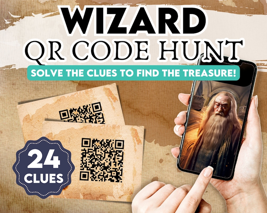 Wizard Treasure Hunt. Teenager Treasure Hunt Clues With Videos. QR Code ...