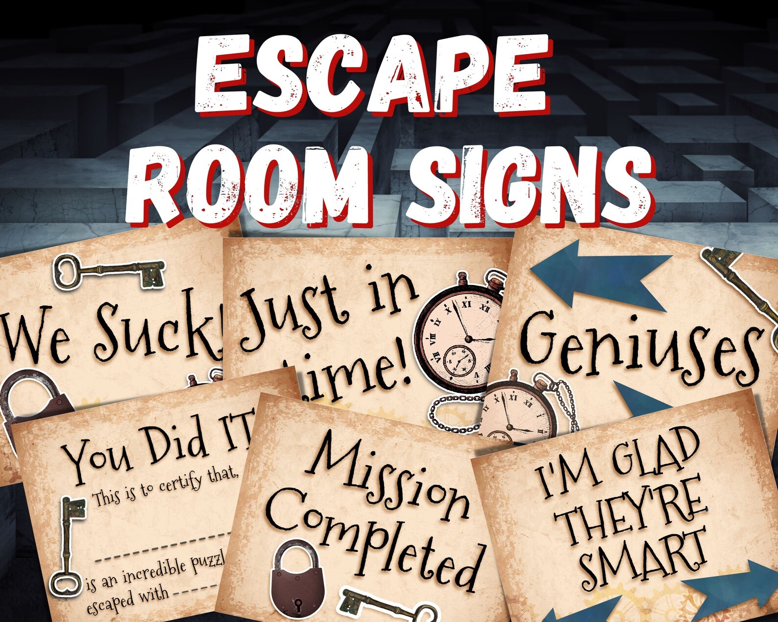 Escape Room Photo Prop Printable. Escape Room Signs Fun Photo - Etsy