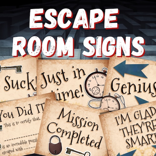 Escape Room Photo Prop Printable. Escape Room Signs Fun Photo - Etsy