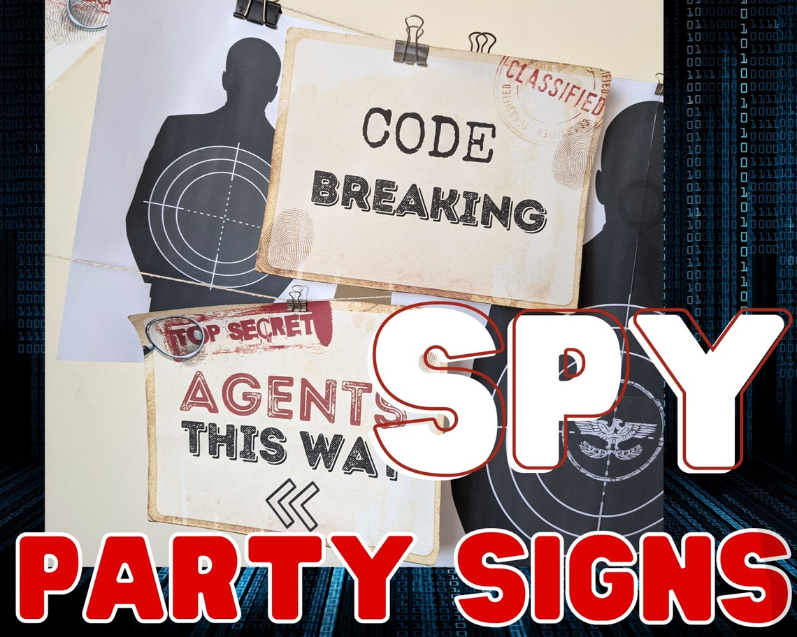 Spy Party Signs. Secret Agent Editable Party Signs. Personalised ...