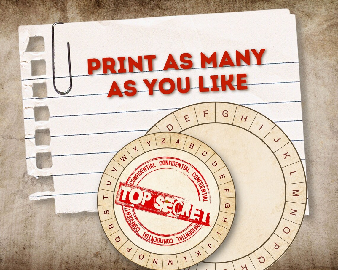 Cipher Wheel Printable Spy Party Escape Room Prop. Fun Spy | Etsy
