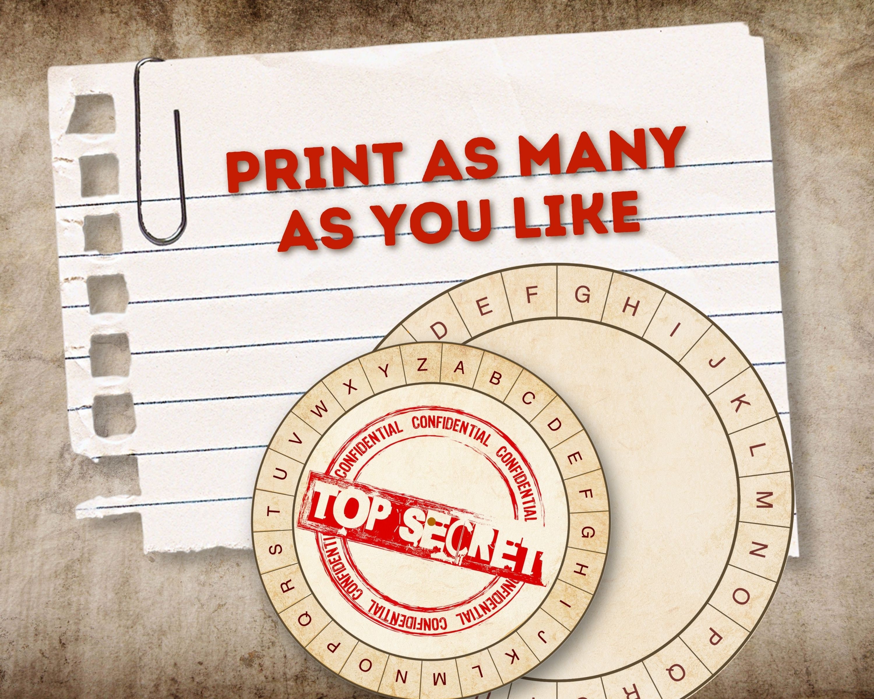 Cipher Wheel Printable Spy Party Escape Room Prop. Fun Spy | Etsy