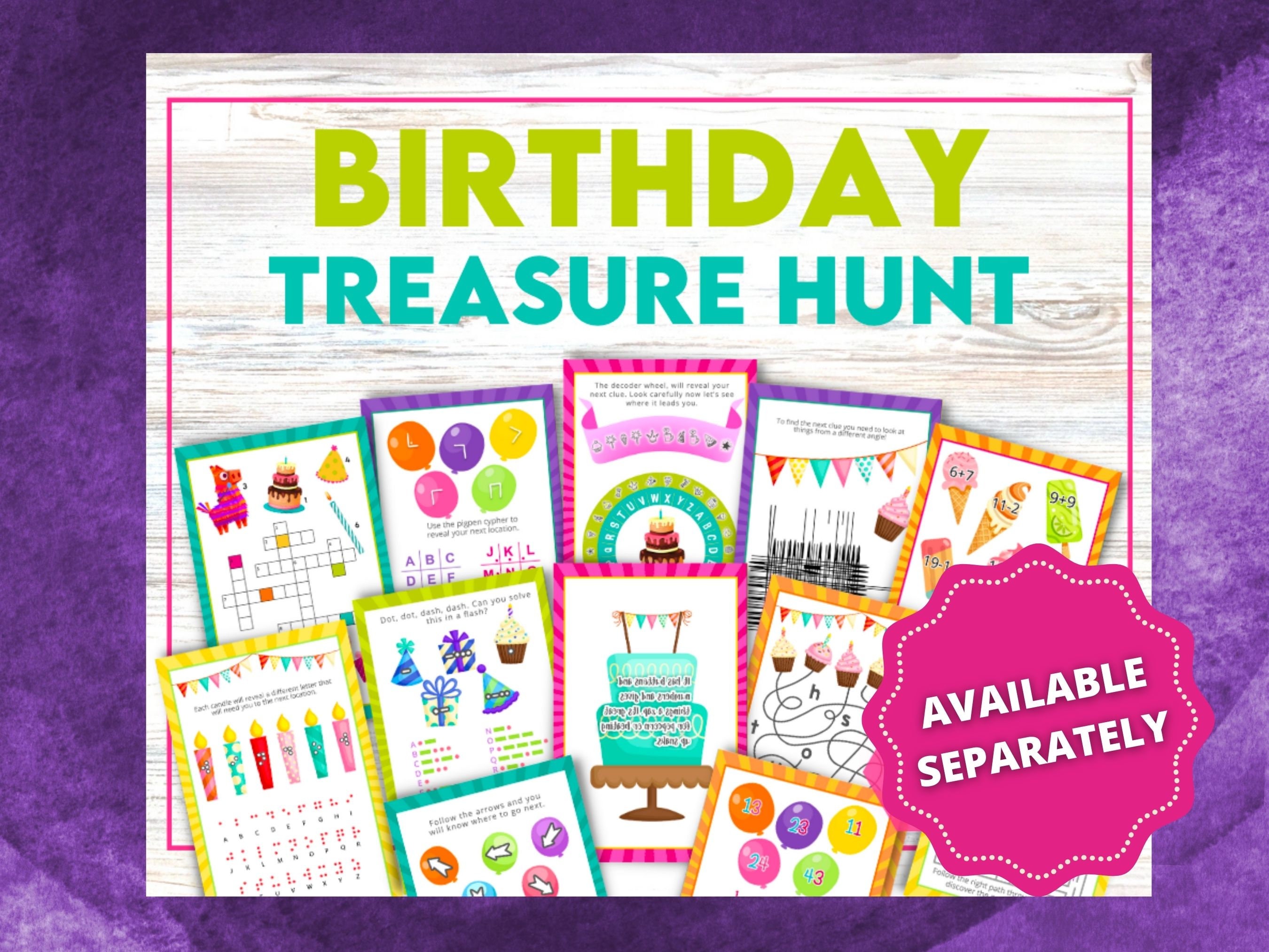 Printable Birthday Treasure Hunt for Kids | Fun Party Game With Rhyming ...