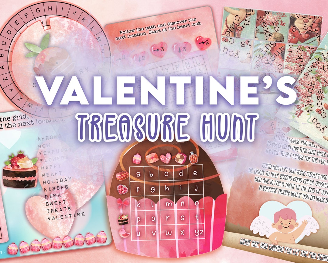 Kids Valentine's Treasure Hunt. Cute Valentine's Activity Game for Kids ...