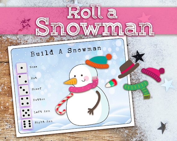 Roll a snowman game. Fun family Christmas printable. by Lock Paper ...