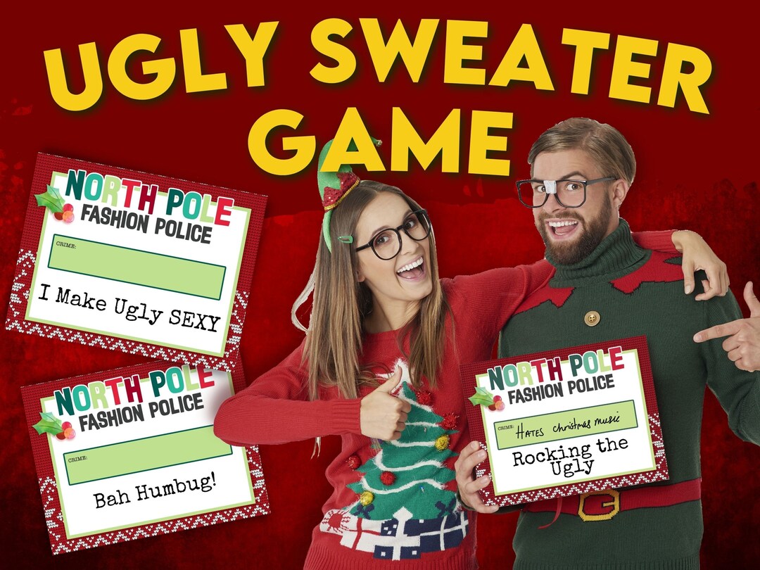 Ugly Sweater Party Game: Photo Prop Signs & Backdrop (digital Download ...