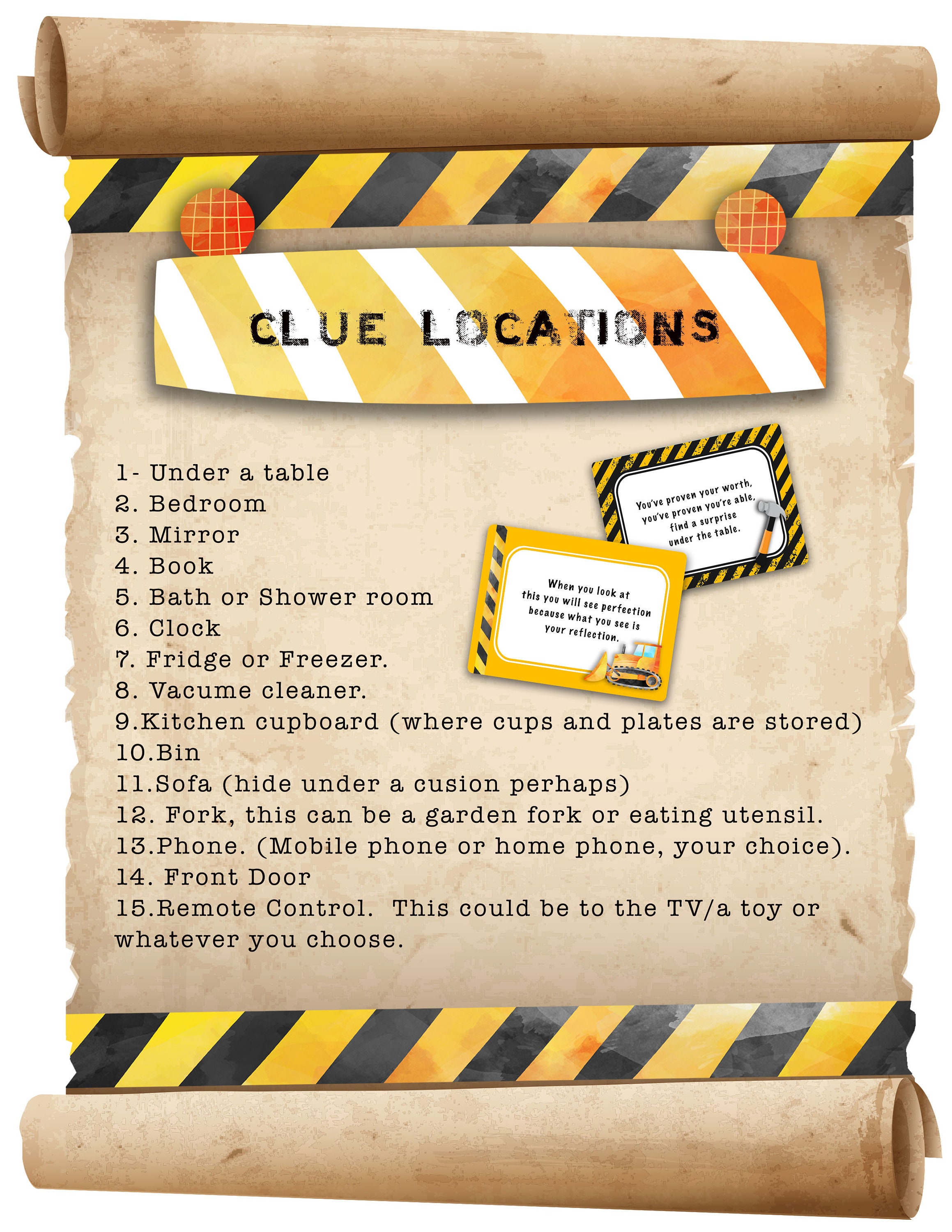 Treasure hunt construction party game. Solve puzzles and | Etsy