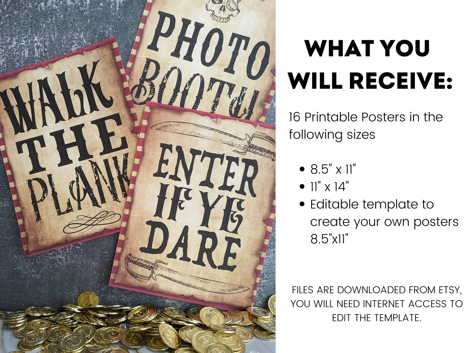 Pirate Decor Pirate Party Signs. Printable Pirate Posters to - Etsy UK