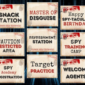 Spy Party Signs. Secret Agent Editable Party Signs. | Etsy UK