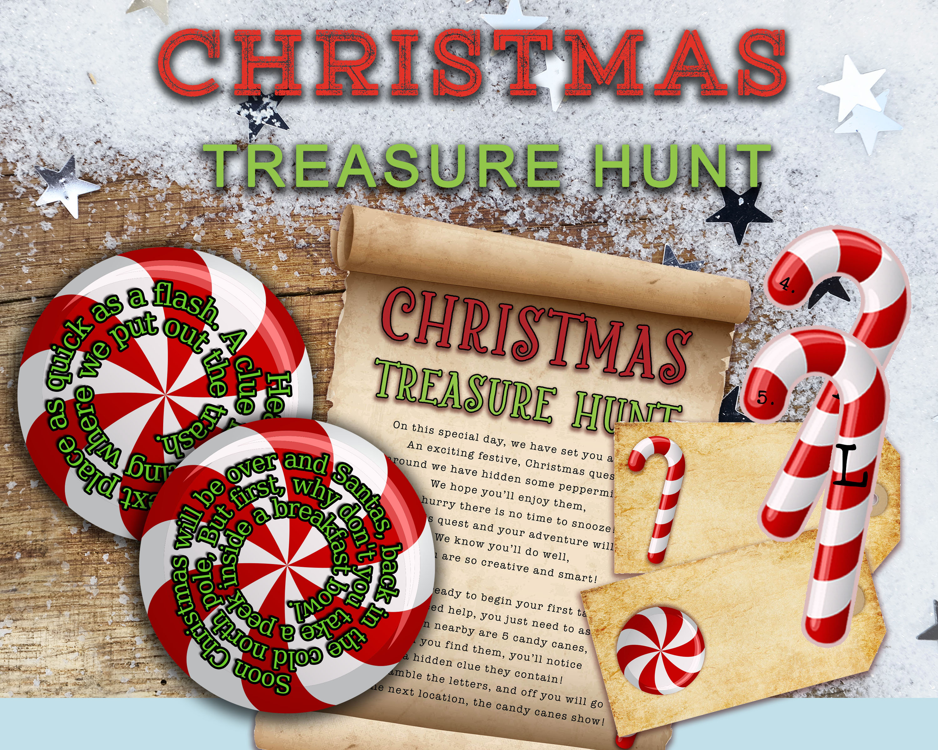Christmas Scavenger Hunt. Christmas treasure hunt game. | Etsy
