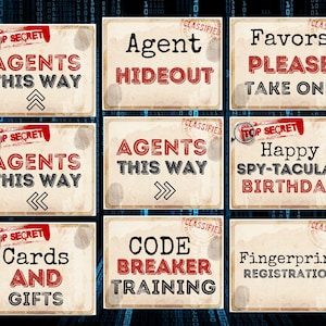 Spy Party Signs. Secret Agent Editable Party Signs. Personalised ...
