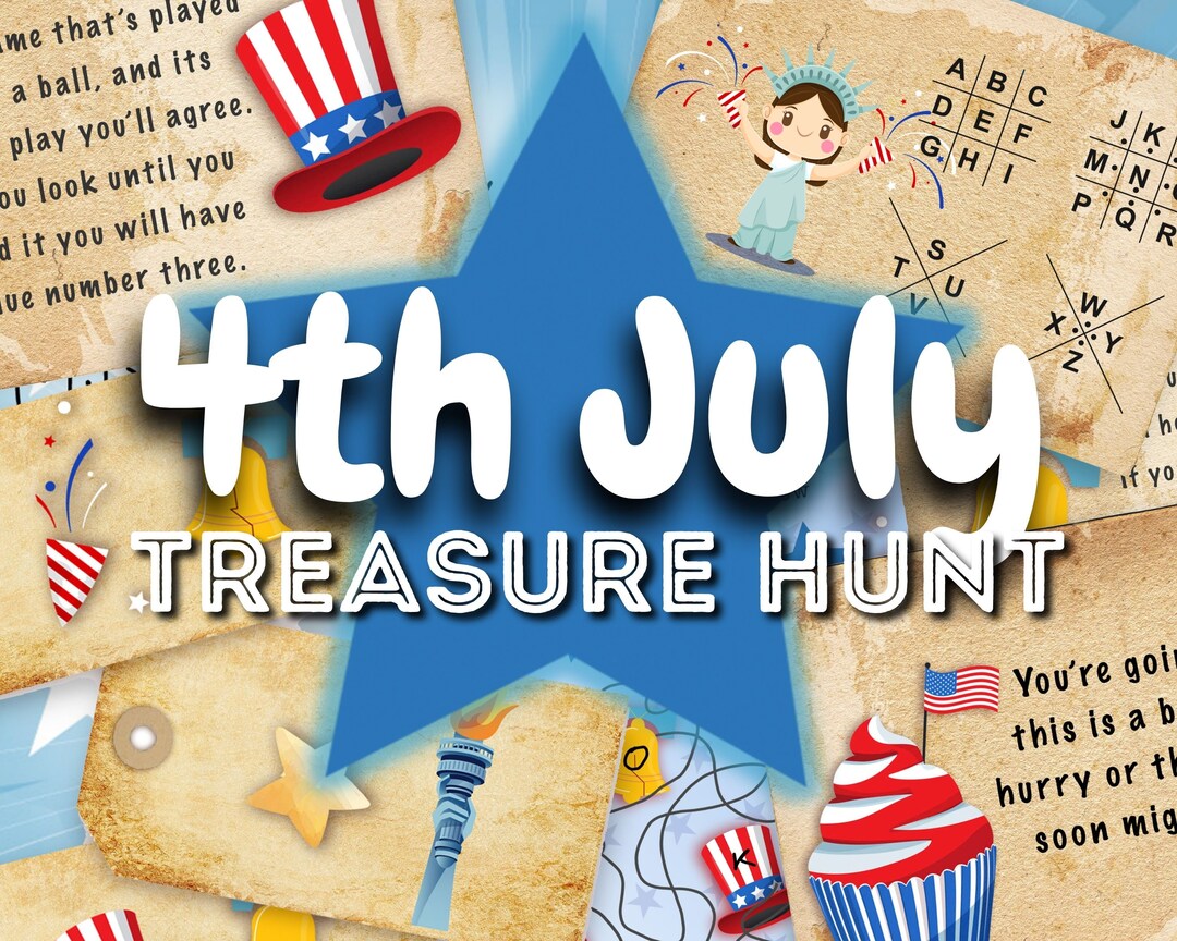4th of July Treasure Hunt Game. Scavenger Hunt Clues. Colorful Puzzles ...